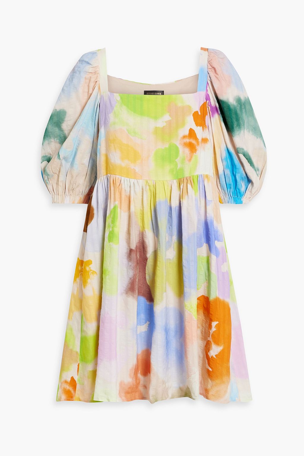 Robe mini STINE GOYA en seersucker à motif Ana en lin mélangé ...